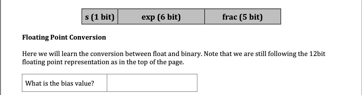 Solved For this recitation, assume 12 bit floating point | Chegg.com