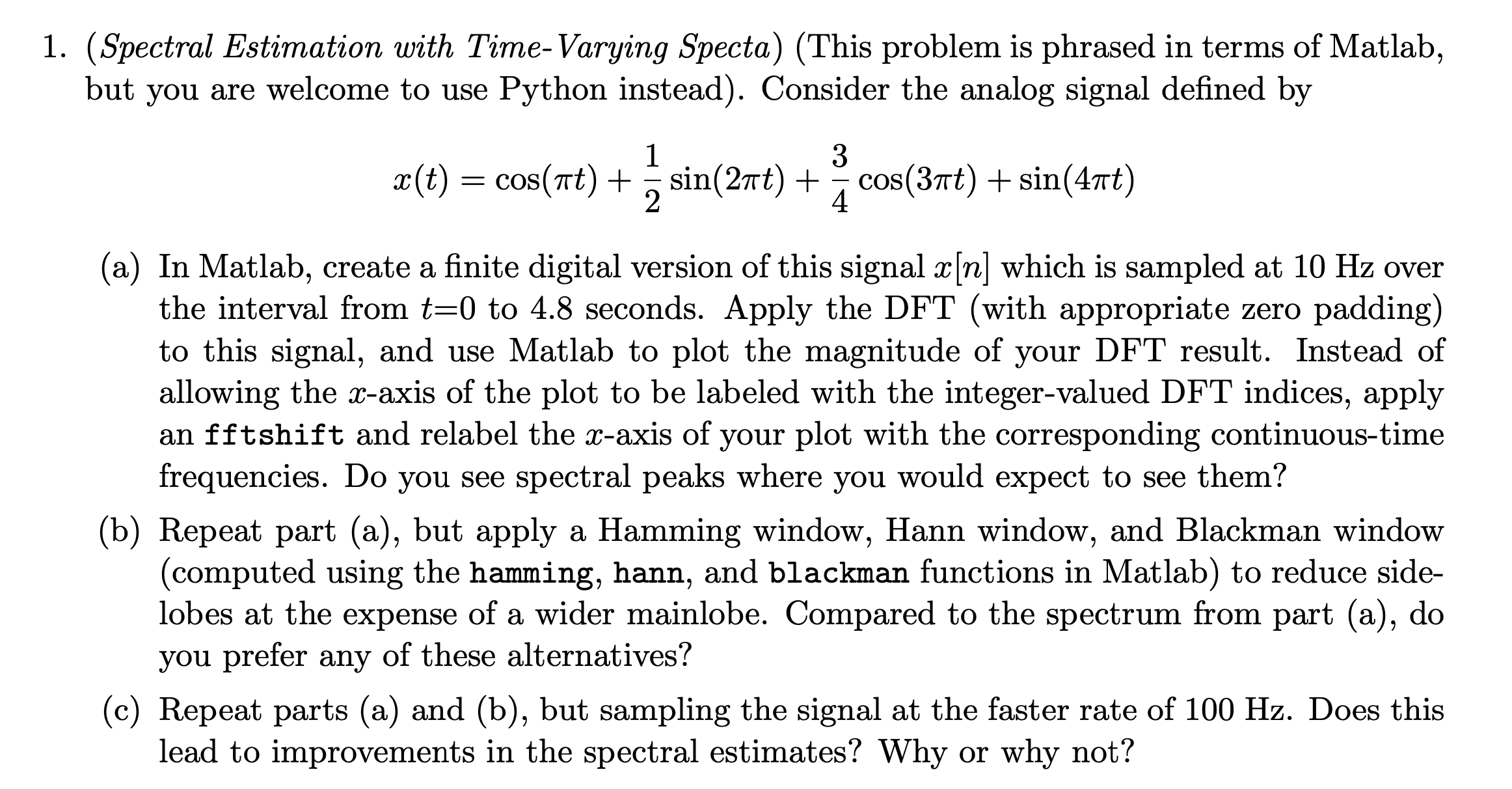 Solved Spectral Estimation With Time Varying Specta This