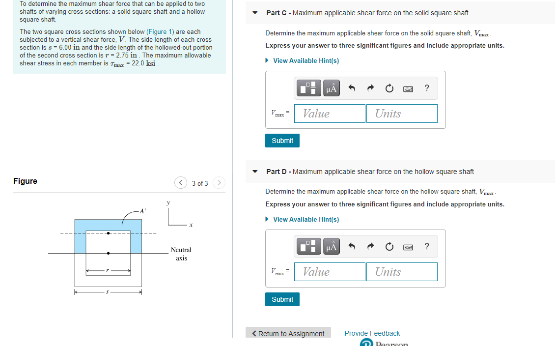 Solved Part C-Maximum applicable shear force on the solid | Chegg.com