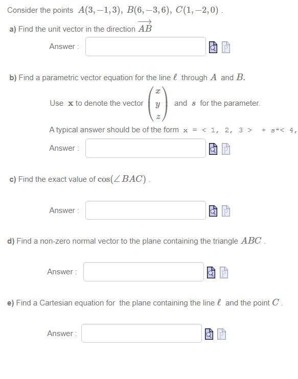 Solved Consider the points A(3,-1,3), B(6, -3,6), C(1, -2,0) | Chegg.com