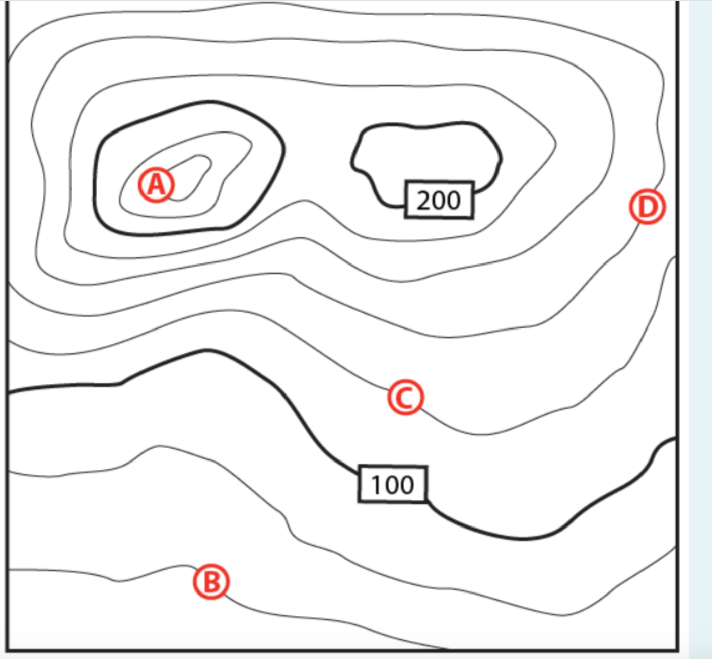 Solved - What is the contour interval of this map? feet - | Chegg.com