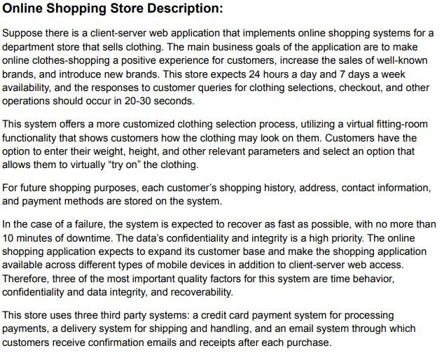 Solved Online Shopping Store Description: Suppose there is a | Chegg.com