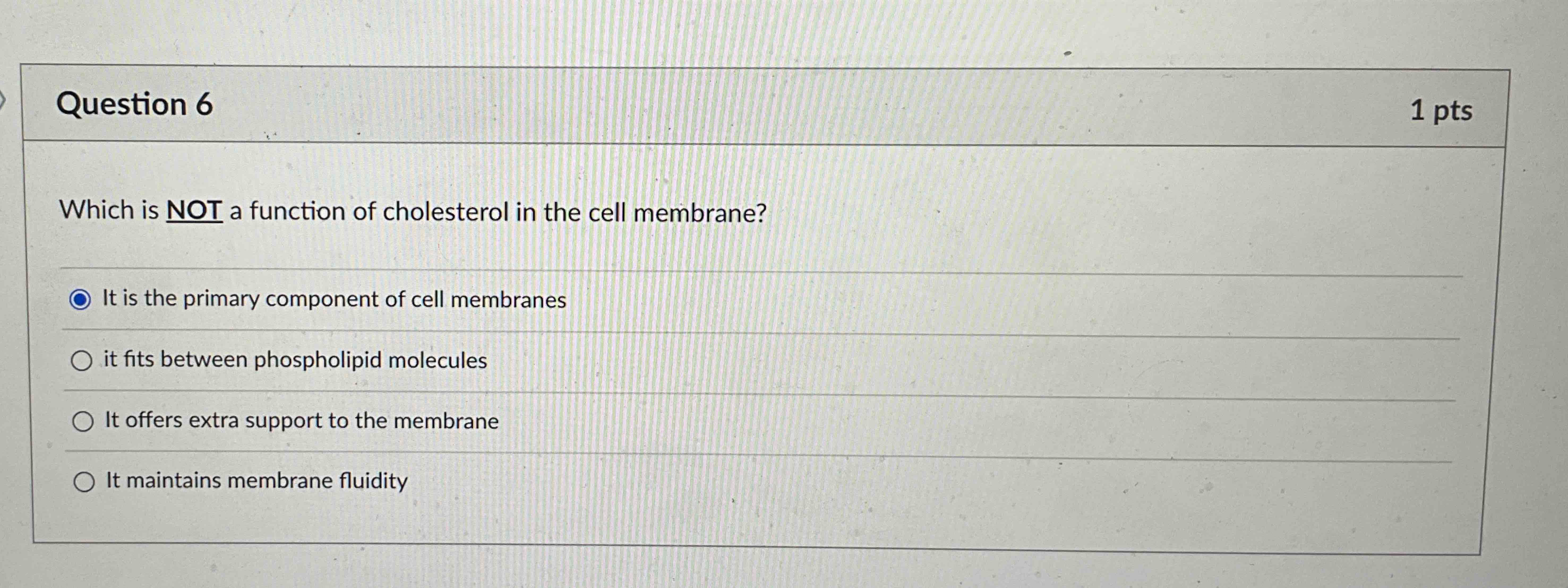 Solved Question 6Which is NOT a function of cholesterol in | Chegg.com