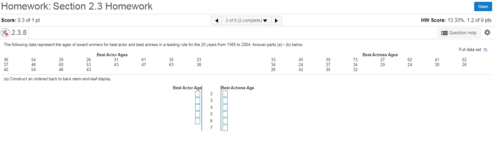 Solved Save Homework: Section 2.3 Homework Score: 0.3 of 1 | Chegg.com
