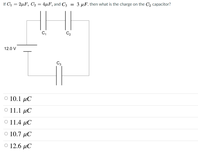 Solved If C, = 2μF, C2 = 4μF, and C3 3 μF, then what is the | Chegg.com