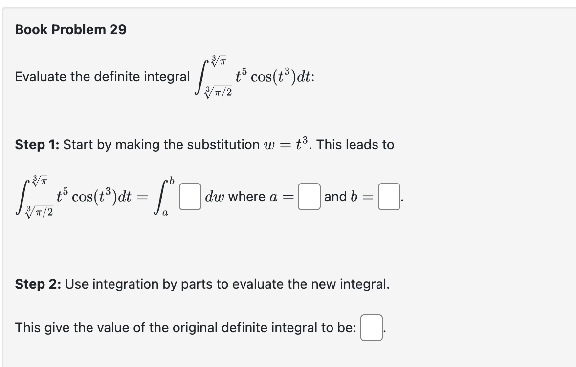 Solved Book Problem 29Evaluate the definite integral | Chegg.com