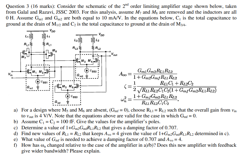 Question 3 (16 marks): Consider the schematic of the | Chegg.com
