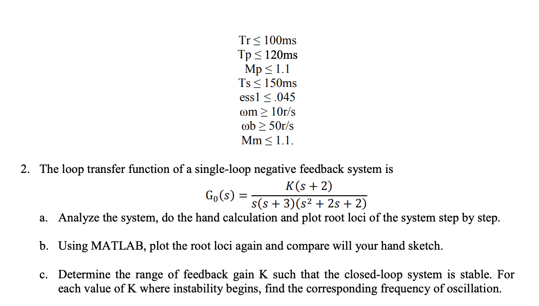 Solved 5. Prelab 1. The loop transfer function of a | Chegg.com