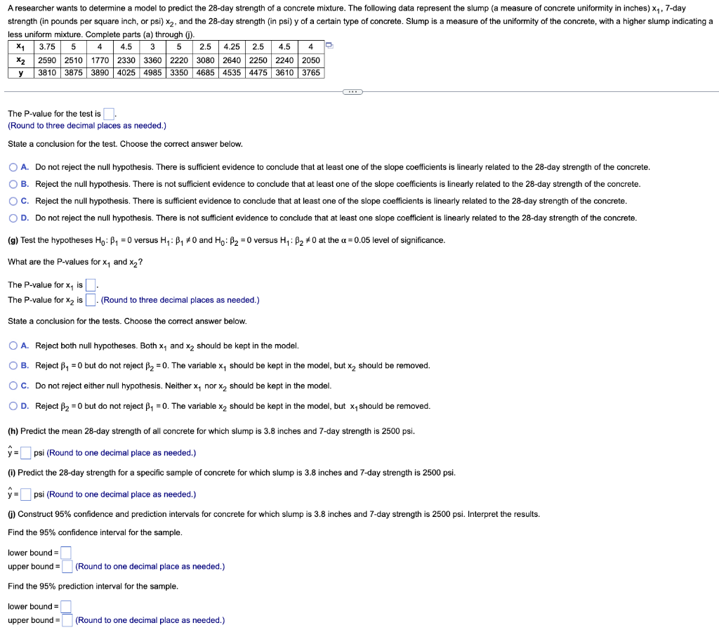 Solved A researcher wants to determine a model to predict | Chegg.com
