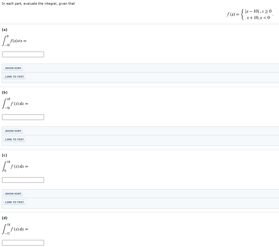 Solved In each part, evaluate the integral, given that f (x) | Chegg.com