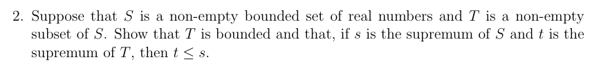 Solved 2. Suppose that S is a non-empty bounded set of real | Chegg.com
