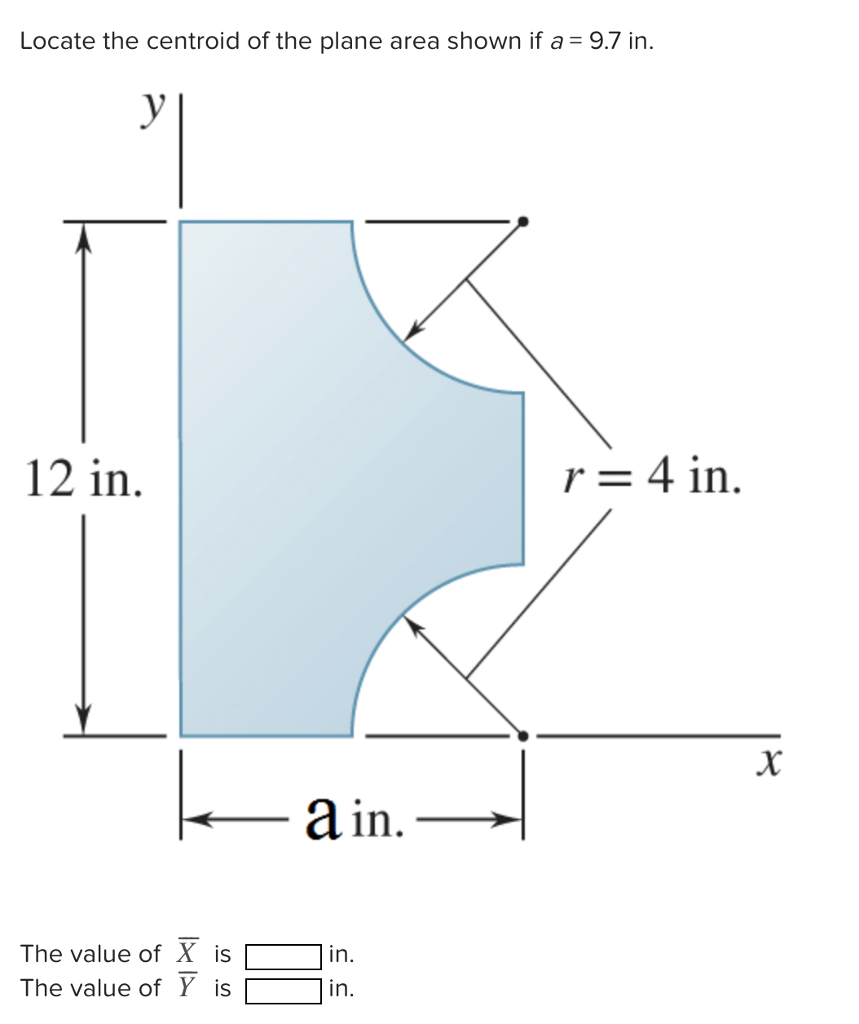 Solved Locate the centroid of the plane area shown if a = | Chegg.com