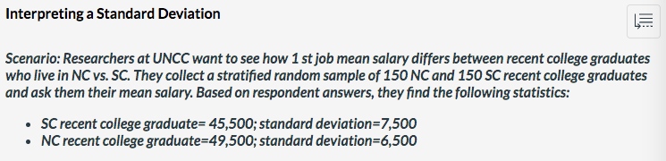 Solved Interpreting a Standard Deviation Scenario: | Chegg.com