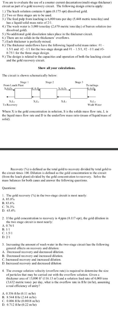 You are to evaluate the use of a counter current | Chegg.com
