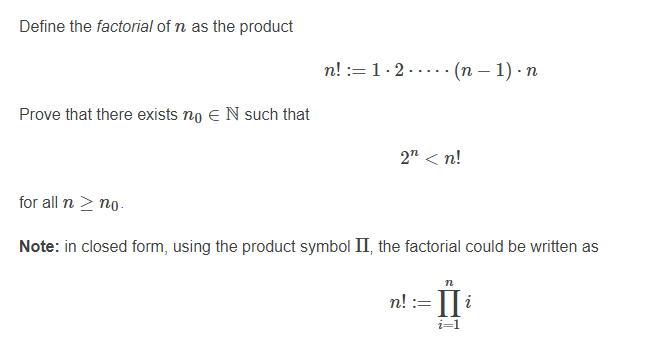 Solved Define the factorial of n as the product n!:=1.2 | Chegg.com