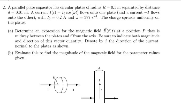 Solved A parallel plate capacitor has circular plates of | Chegg.com