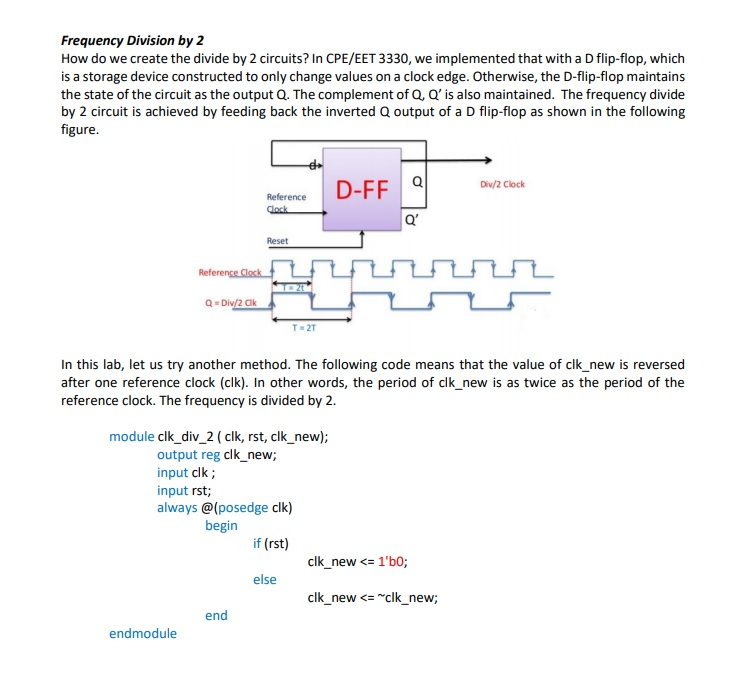 Solved Frequency Division by 2 How do we create the divide | Chegg.com