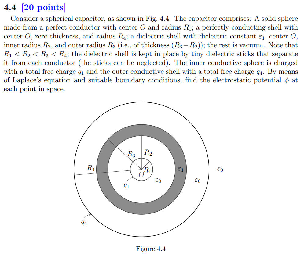 Solved 4.4 [20 points] Consider a spherical capacitor, as | Chegg.com