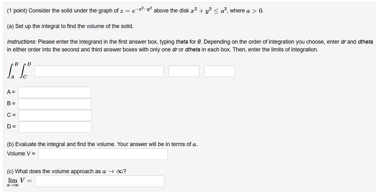 Solved (1 point) Consider the solid under the graph of | Chegg.com