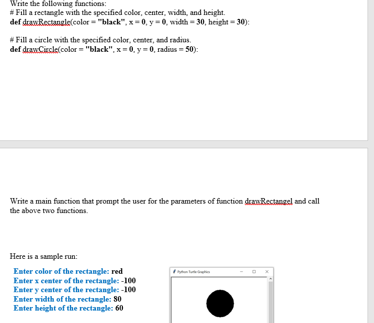 Solved Write The Following Functions Fill A Rectangle Chegg