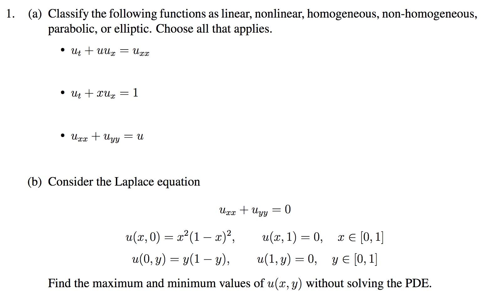 Solved (a) Classify the following functions as linear, | Chegg.com
