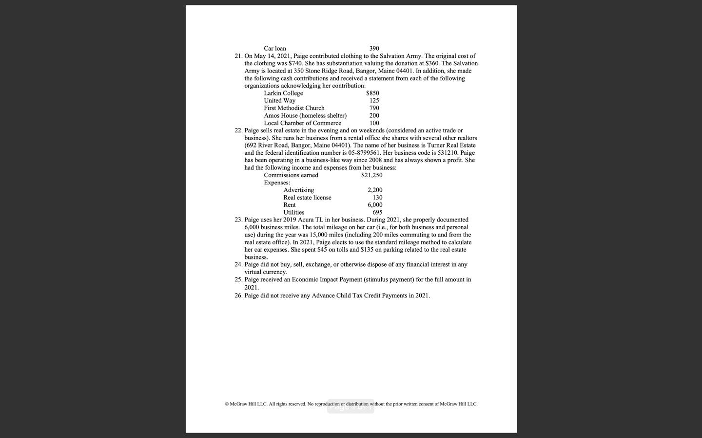 Individual Tax Return Problem 6 Required: - Use the | Chegg.com