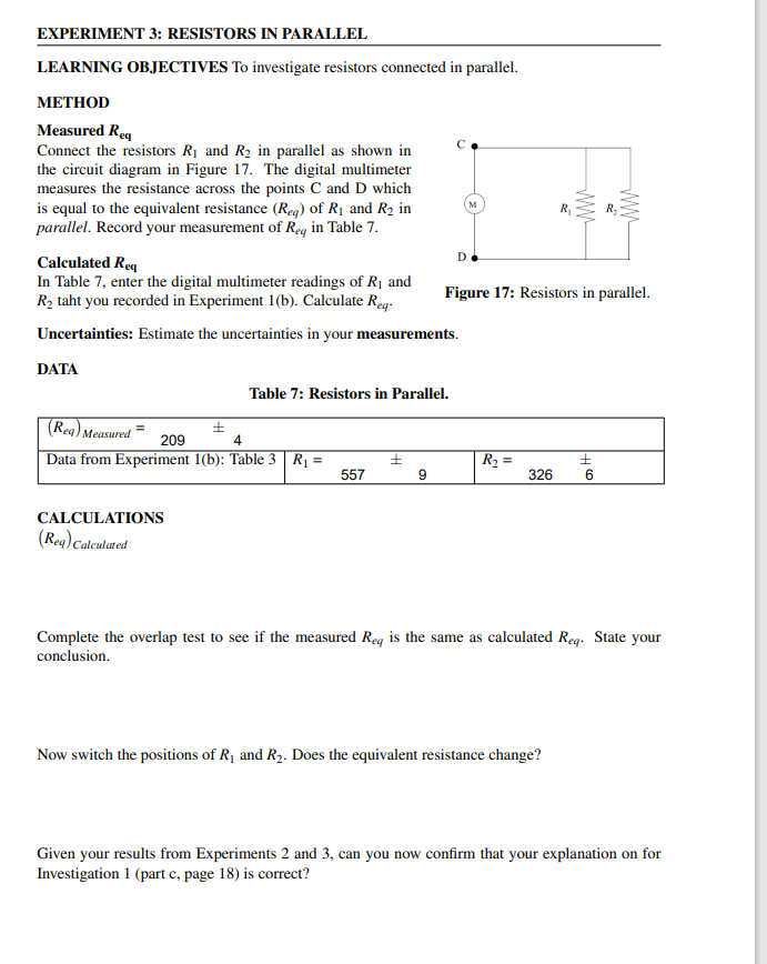 Solved R EXPERIMENT 2: RESISTORS IN SERIES LEARNING | Chegg.com