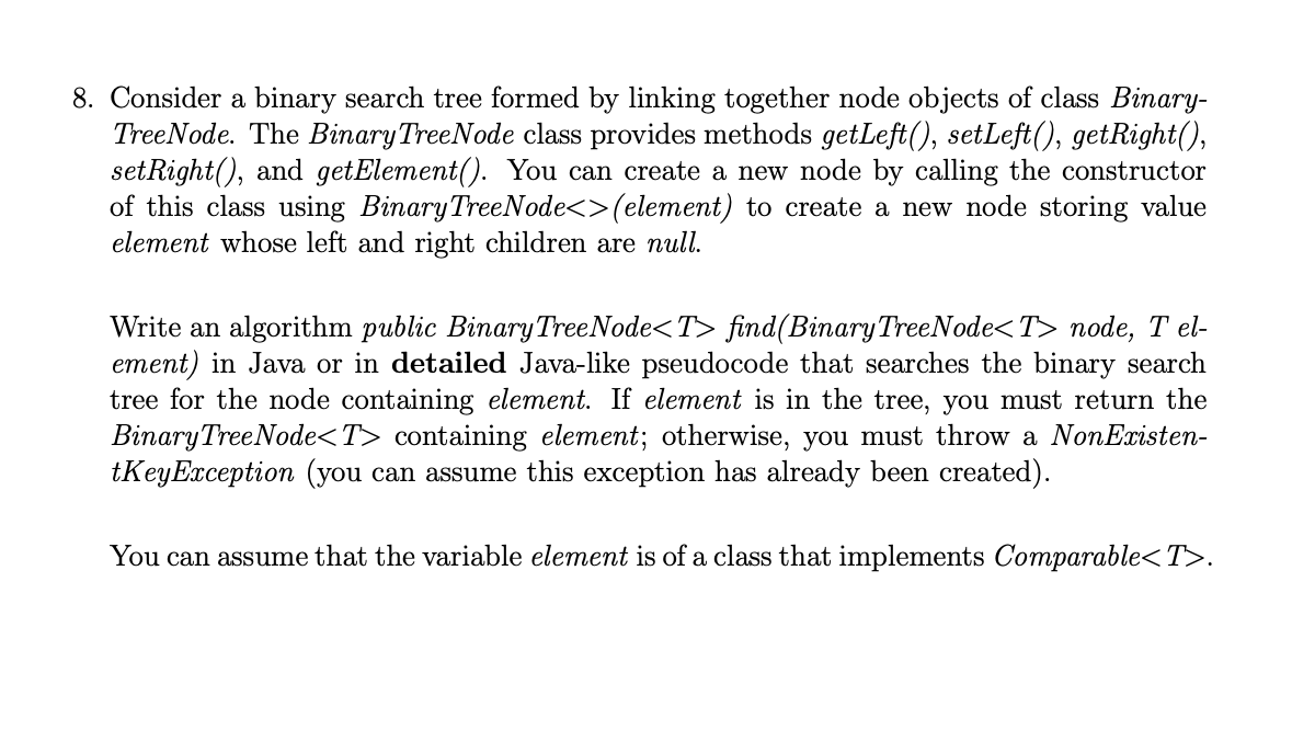 Solved 8. Consider a binary search tree formed by linking | Chegg.com