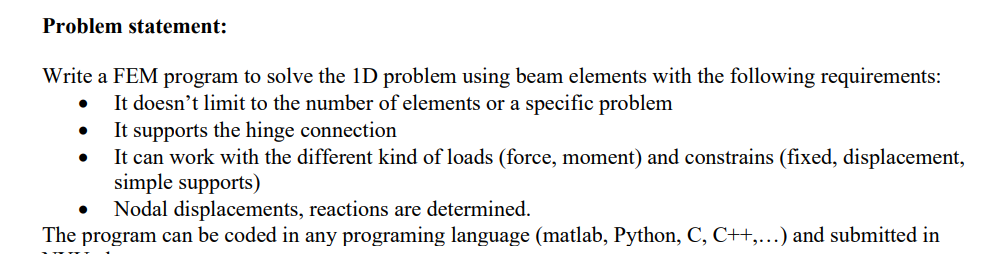 Solved Problem statement: Write a FEM program to solve the | Chegg.com