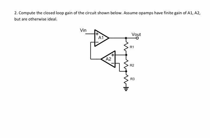 Solved 2. Compute the closed loop gain of the circuit shown | Chegg.com