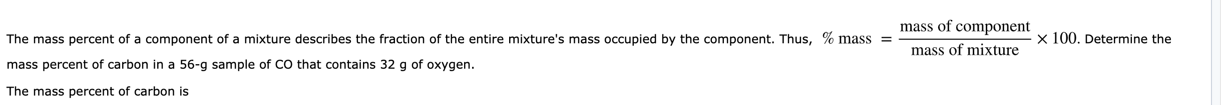 Solved The mass percent of a component of a mixture | Chegg.com