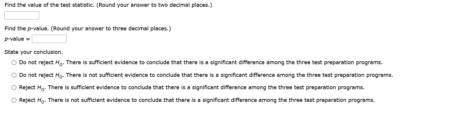 Solved Three admission test preparation programs are being | Chegg.com