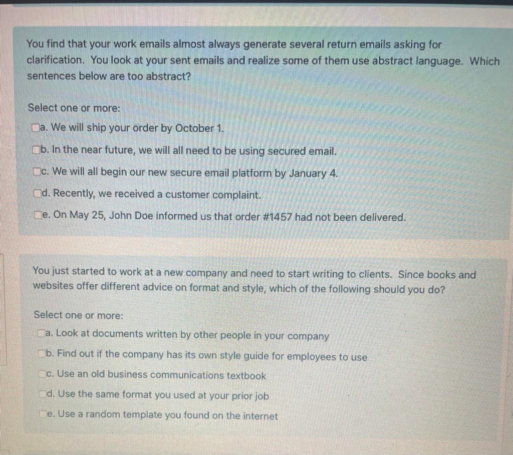 You find that your work emails almost always generate | Chegg.com