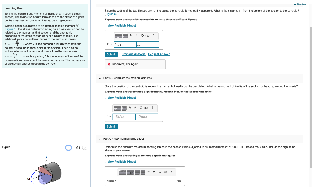 Solved Consider an I-beam section with unequal flanges | Chegg.com
