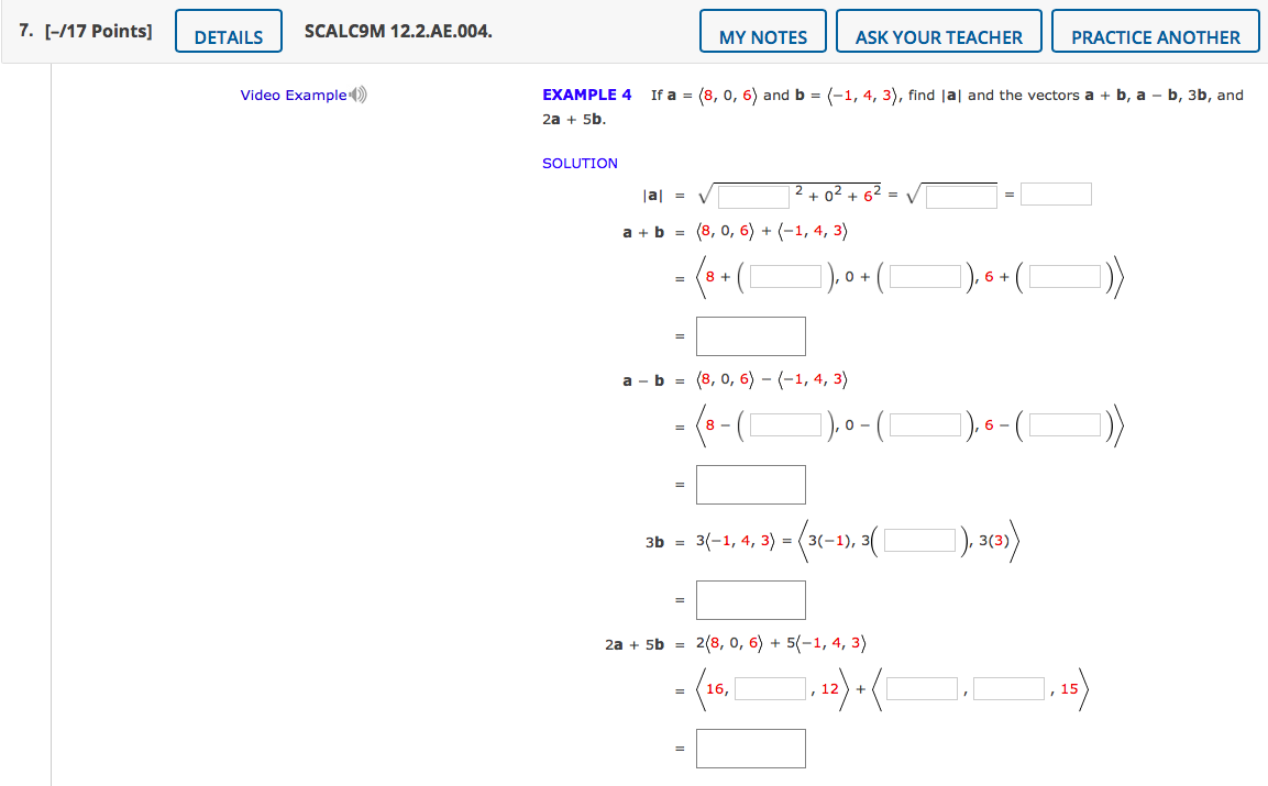 Solved EXAMPLE 4 If a= 8,0,6 and b= −1,4,3 , find ∣a∣ and | Chegg.com