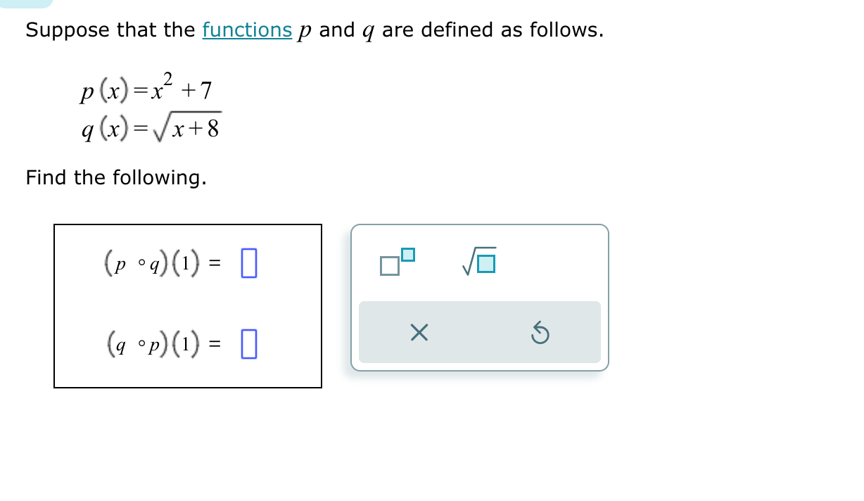 Solved Suppose that the functions p and q are defined as | Chegg.com