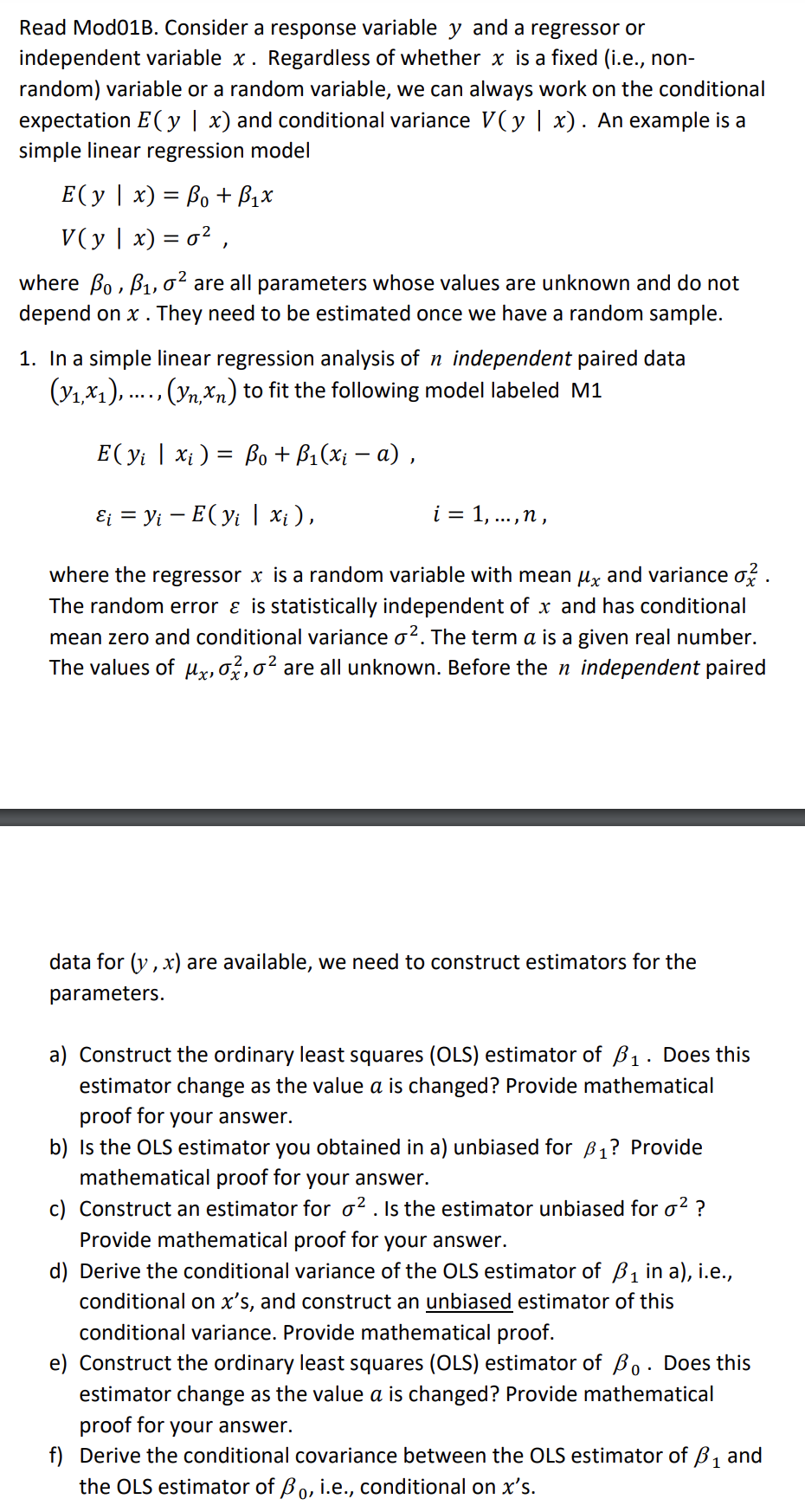 Solved Read Mod01B. Consider a response variable y and a | Chegg.com