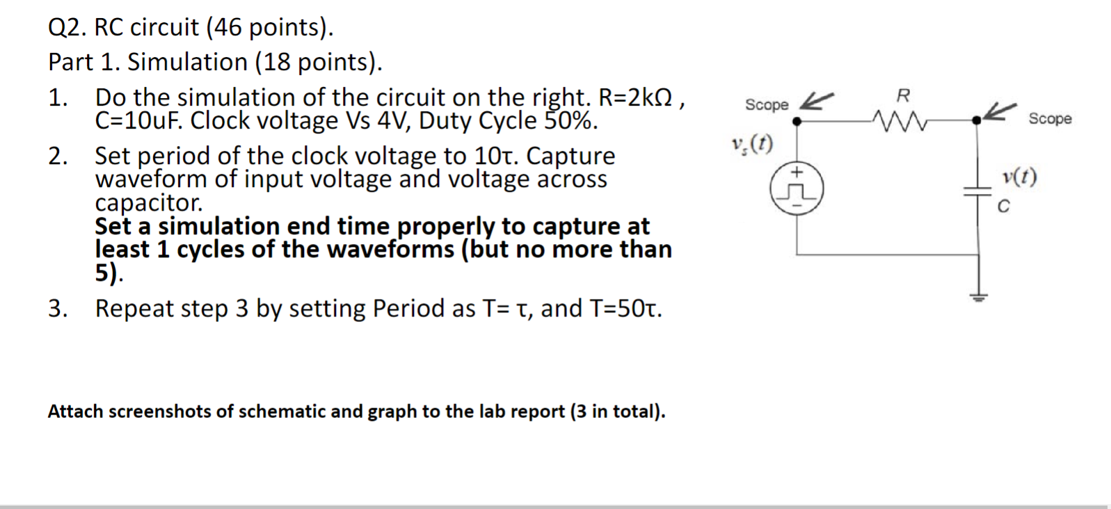 Solved Q2. RC circuit (46 points). Part 1. Simulation (18 | Chegg.com