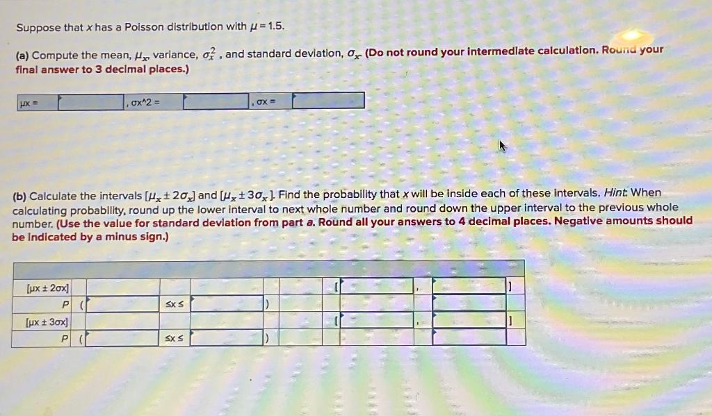 Solved Suppose that x has a Poisson distribution with μ = | Chegg.com