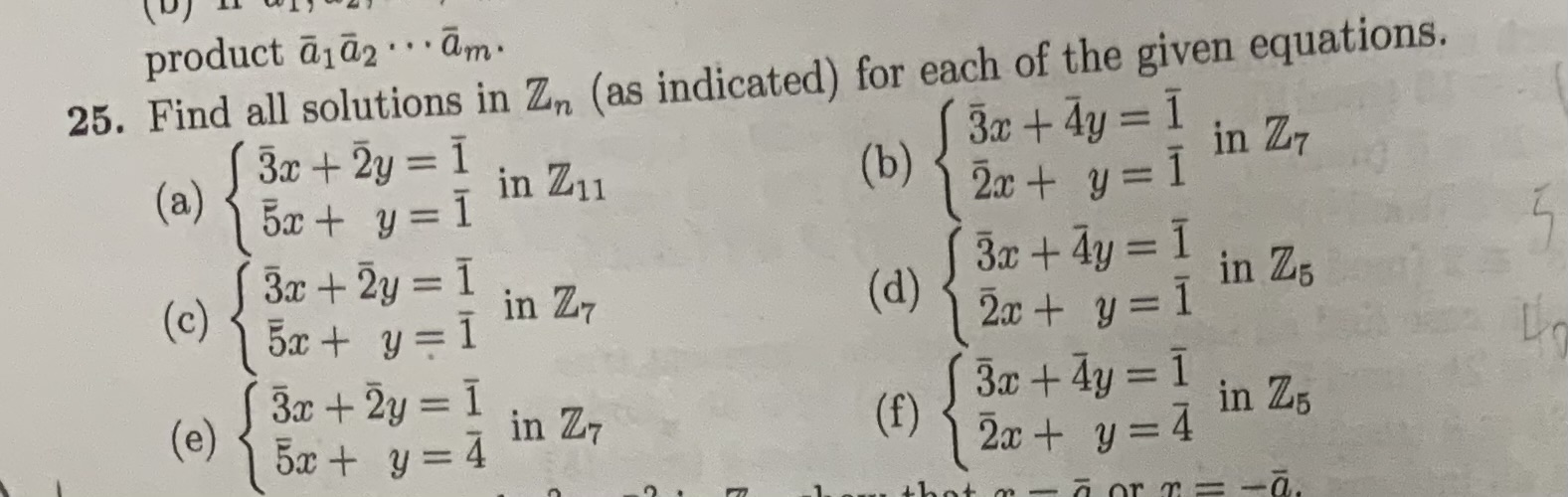 Solved product aˉ1aˉ2⋯aˉm. 25. Find all solutions in Zn (as | Chegg.com