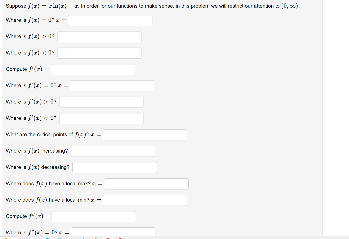 Solved Suppose f(x)=xln(x)−x. In order for our functions to | Chegg.com