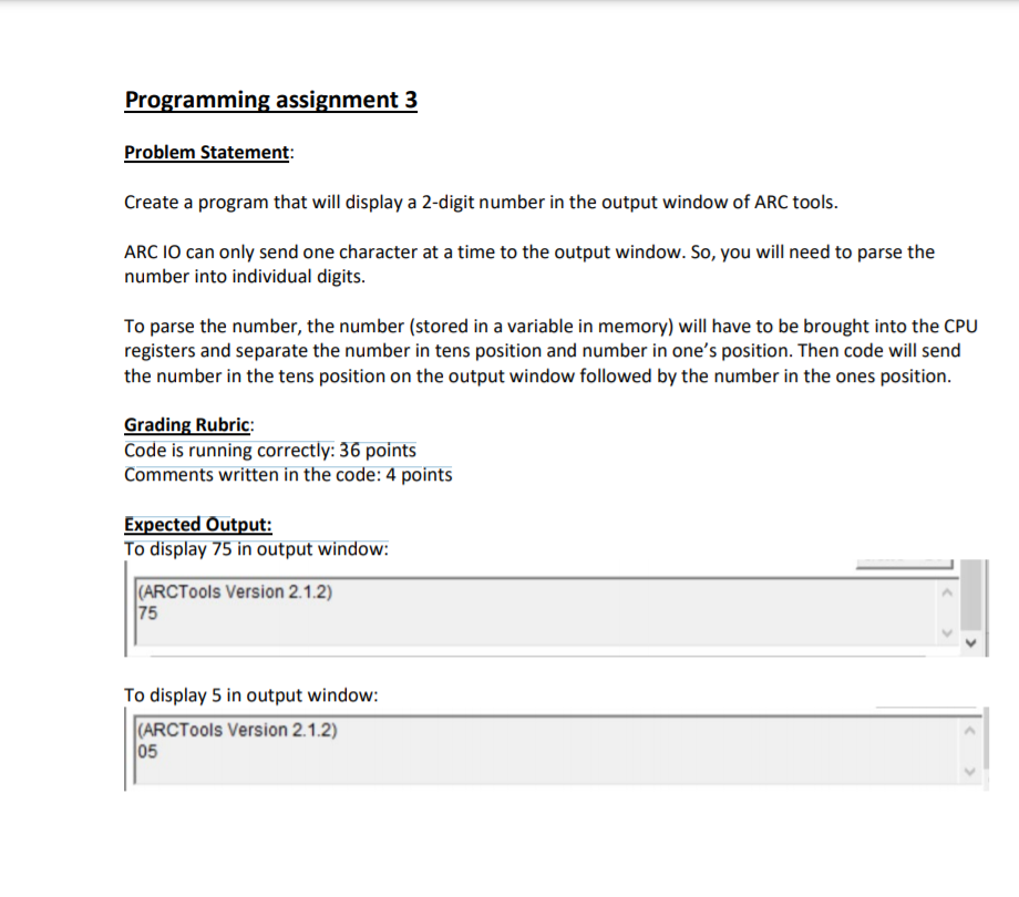 Programming assignment 3 Problem Statement: Create a | Chegg.com