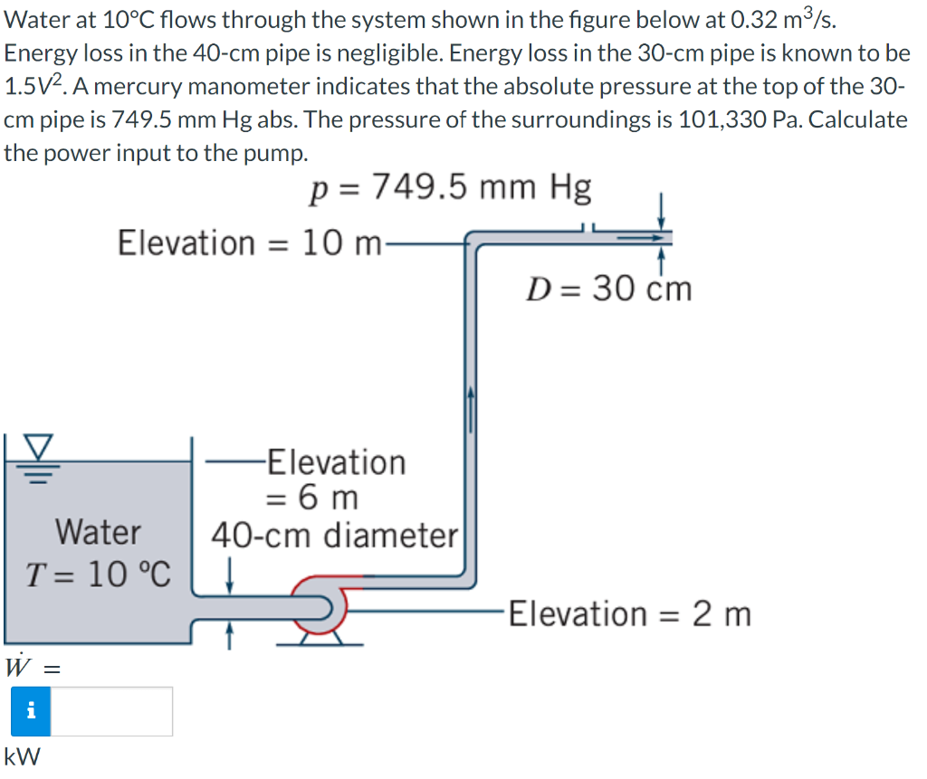 Solved Water at 10∘C flows through the system shown in the | Chegg.com
