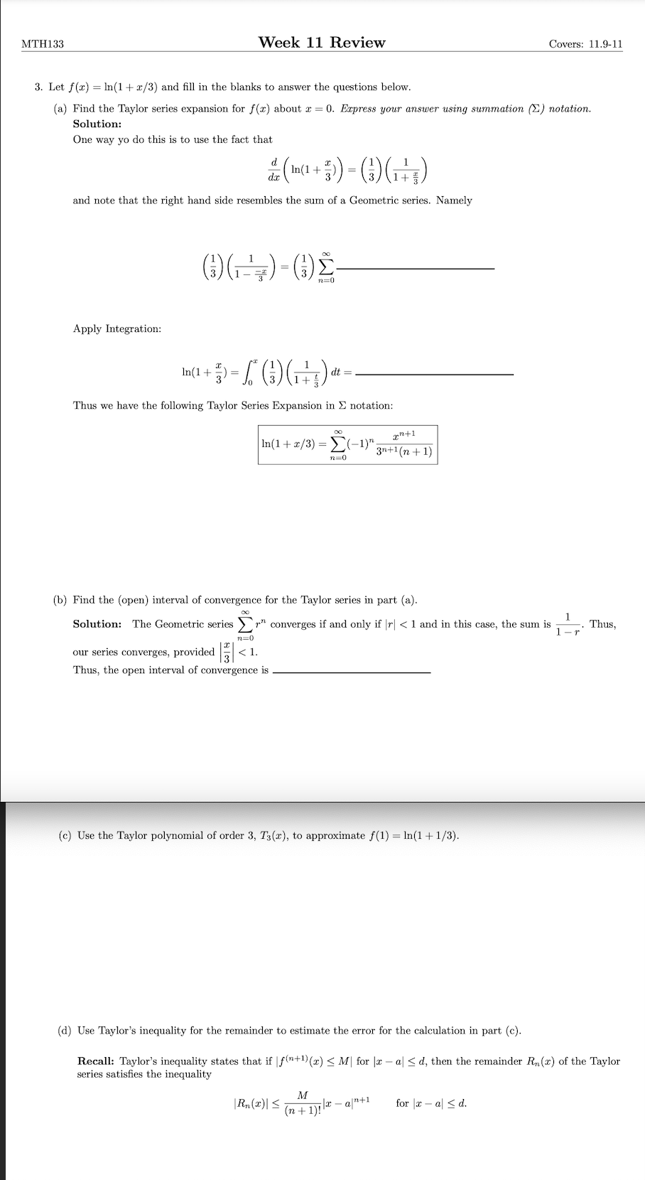 Solved Let f(x)=ln(1+x3) ﻿and fill in the blanks to answer | Chegg.com
