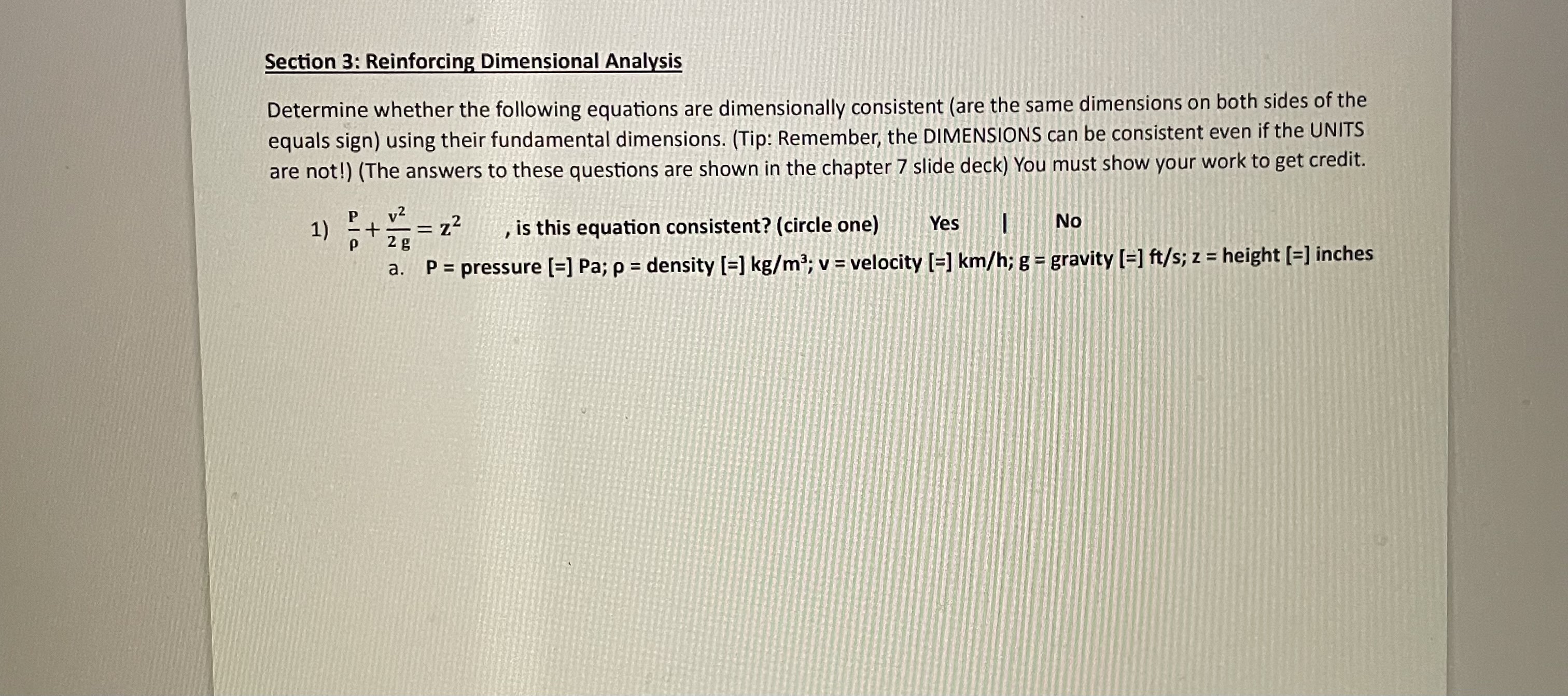 Solved Section 3: Reinforcing Dimensional AnalysisDetermine | Chegg.com