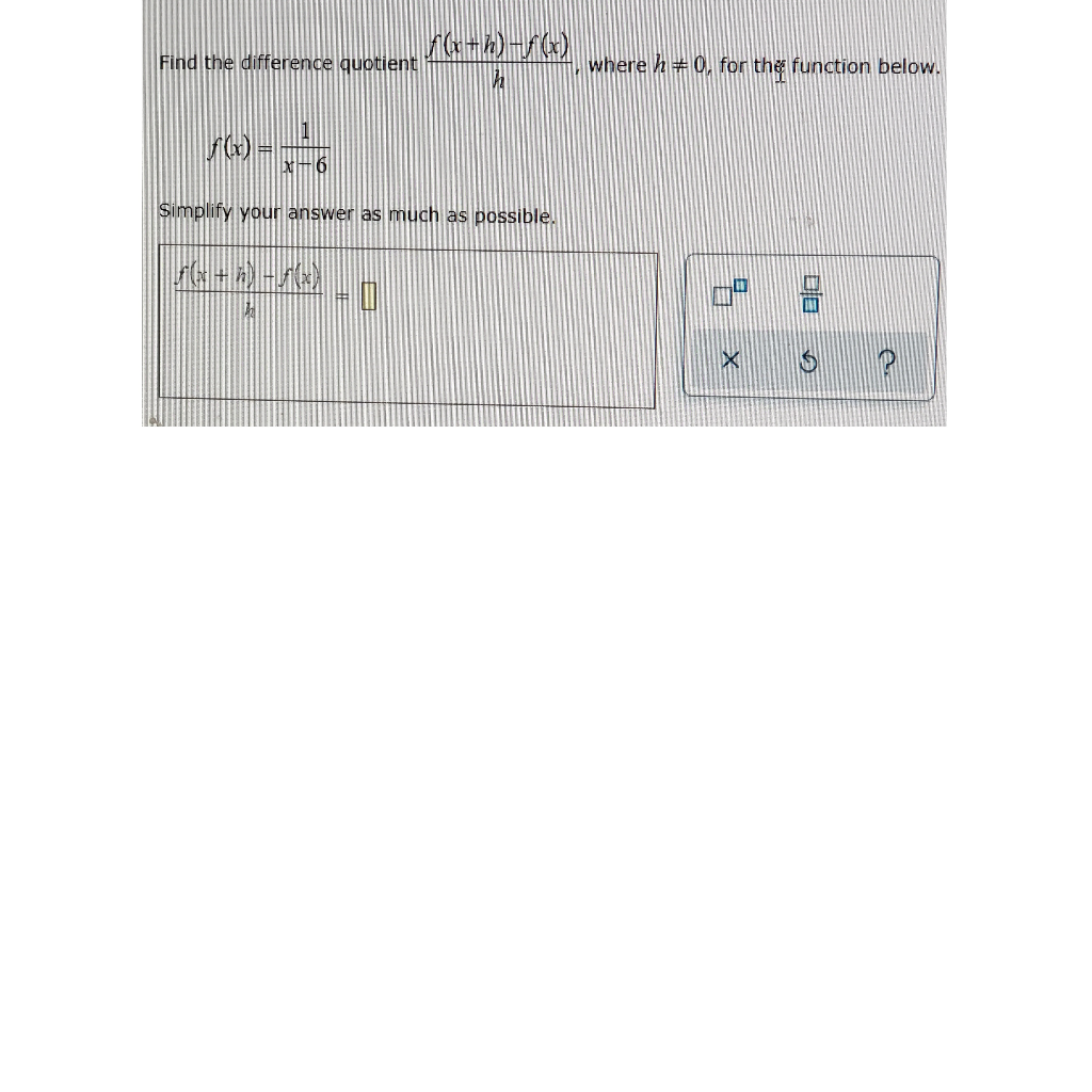 Solved atterence quotlent 16+6 1 where h+o) for the function | Chegg.com