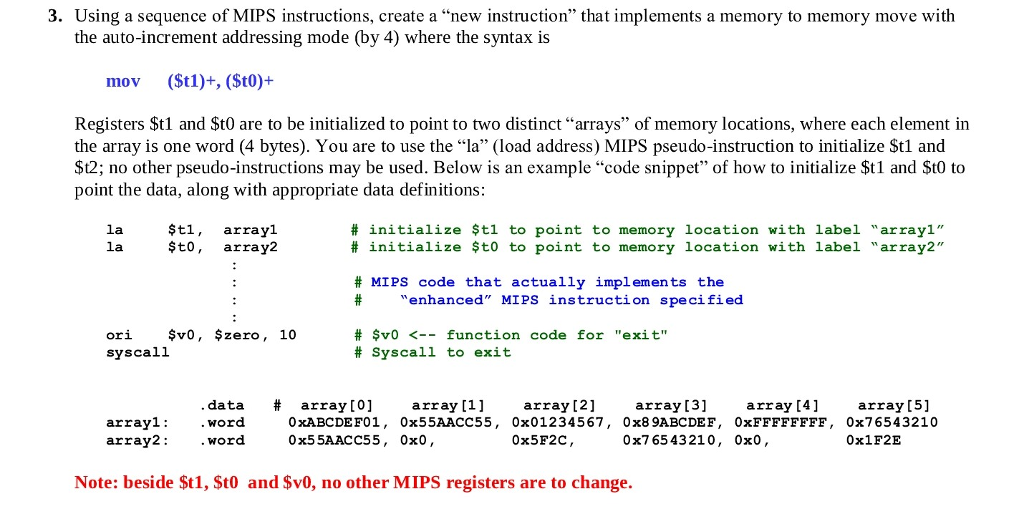 3. Using a sequence of MIPS instructions, create a | Chegg.com