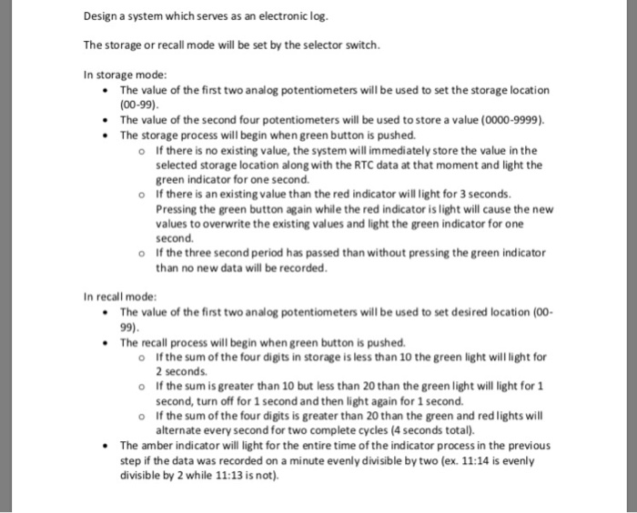 Design a system which serves as an electronic log The | Chegg.com