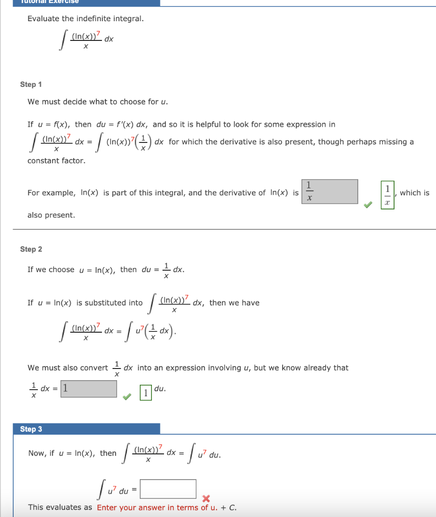 Solved Tutorial Exercise Evaluate the indefinite integral. | | Chegg.com