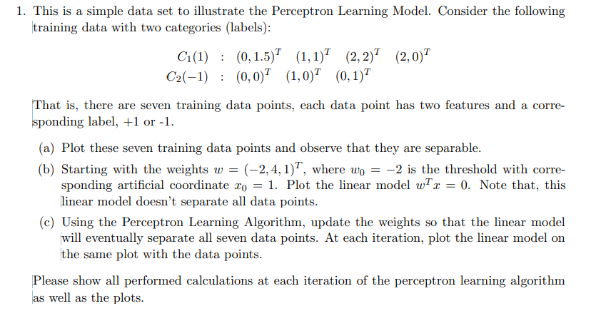 Solved 1. This is a simple data set to illustrate the | Chegg.com